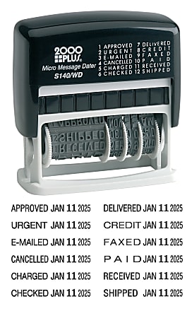 2000 PLUS Date Phrase Dater Stamp Self Inking 12 in 1 Micro Date ...