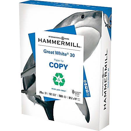 Hammermill Great White 30 Copy Paper 5 Reams White Letter 8.5 x 11 2500 ...