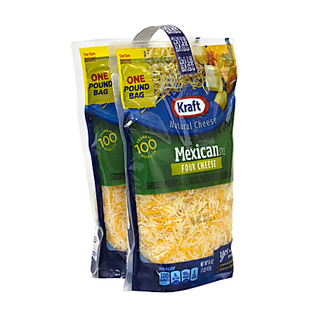 Kraft Mexican 4 Cheese Finely Shredded Cheese 16 Oz Pack Of 2 Bags ...