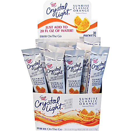 Crystal Light On The Go Mix Sticks Classic Orange 0.16 Oz Box Of 30 ...