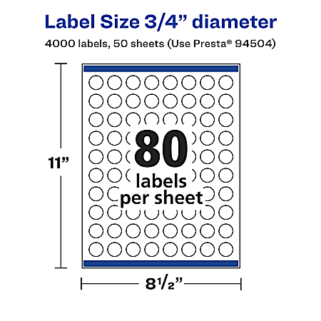 Avery Permanent Labels With Sure Feed 94504 WMP50 Round 34 Diameter ...