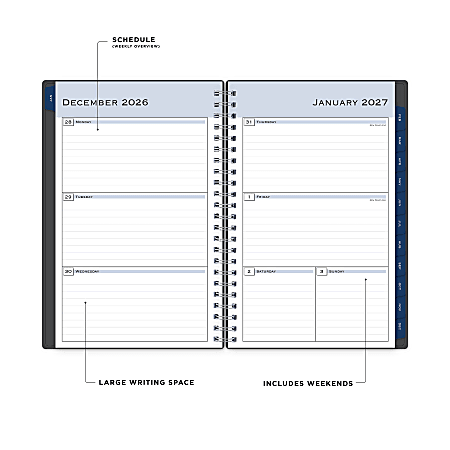 2027 Blue Sky PassagesCharcoal Metallic WeeklyMonthly Planning Calendar ...