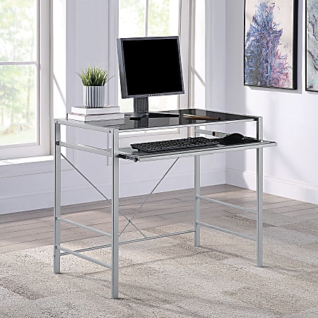 Office Star Zephyr 36 W Computer Desk SilverBlack - Office Depot