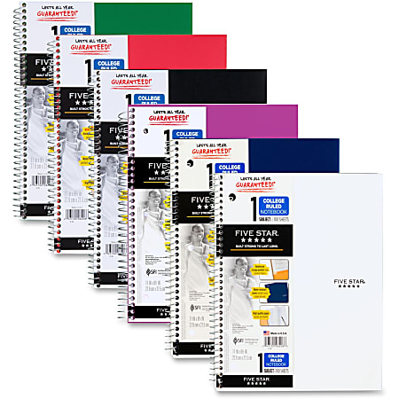 Five Star Wirebound Notebook Plus Study App 1 Subject College Ruled 8 ...