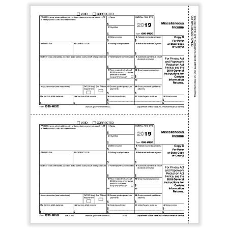 ComplyRight 1099 MISC Tax Forms Laser Cut Payer Copy C 8 12 x 11 Pack ...
