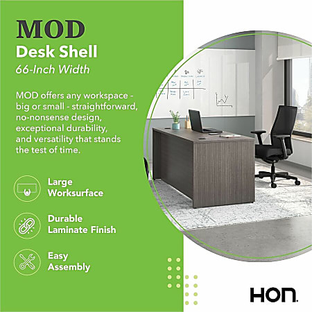 HON Mod 66 W Rectangle Desk Shell Slate Teak - Office Depot