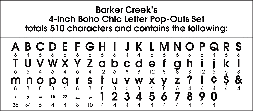 Barker Creek Letter Pop Outs 4 Boho Chic Pack Of 510 - Office Depot
