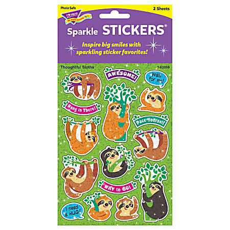 Trend Thoughtful Sloths Sparkle Stickers Assorted Colors 32 Stickers ...