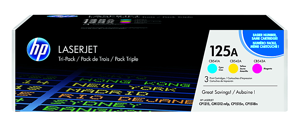 HP 125A Cyan Magenta Yellow Toner Cartridges Pack Of 3 CE259A - Office ...