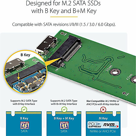 StarTech.com M.2 SSD Enclosure for M.2 SATA External Solid State Drives ...