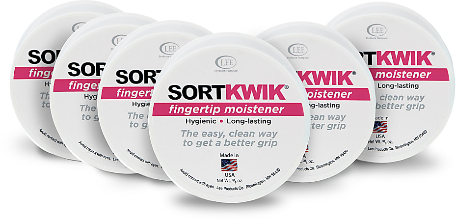 Lee® Sortkwik™ Hygienic Fingertip Moisteners, 0.38 Oz, Pink, Pack Of 6 ...