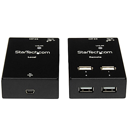 StarTech.com 4 Port USB 2.0 Over Cat5 or Cat6 Extender up to 130ft 40m ...