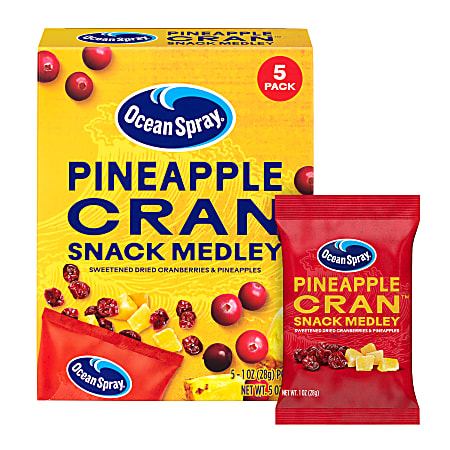 Ocean Spray Pineapple Cran Snack Medley 1 Oz 5 Packs Per Box Set Of 10 ...