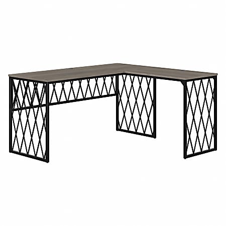 kathy ireland Home by Bush Business Furniture City Park 60 W Industrial L Shaped Corner Desk Driftwood Gray Standard Delivery Office Depot