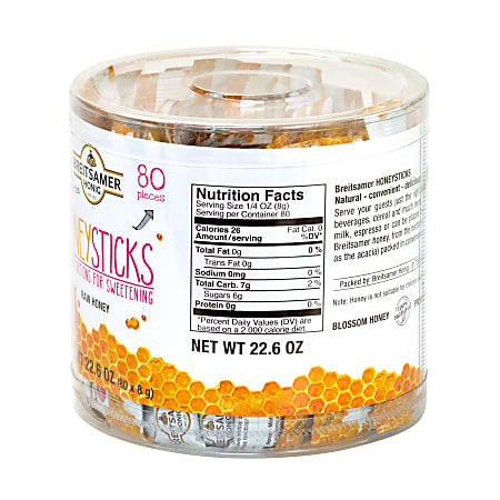 Breitsamer Honig Raw Honey Sticks 22.6 Oz Pack Of 80 Sticks - Office Depot