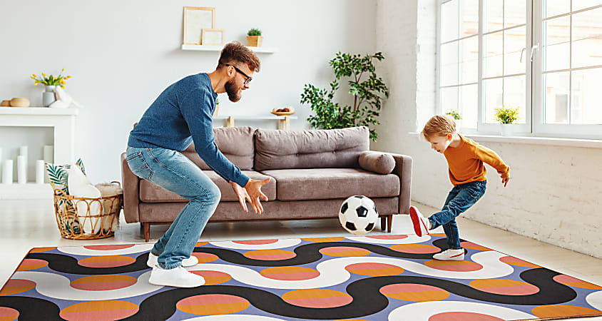 Linon Washable Outdoor Area Rug Tasker 7 x 9 OrangePink - Office Depot