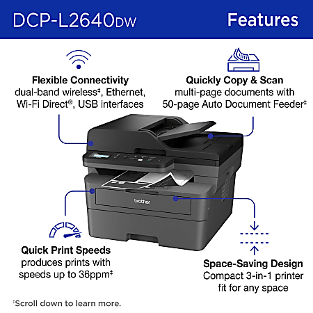 Brother DCP L2640DW Wireless Compact Monochrome Multi Function Laser ...