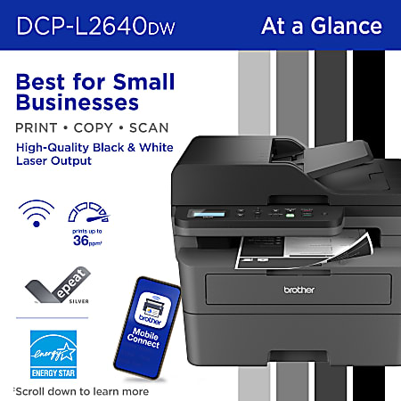 Brother DCP L2640DW Wireless Compact Monochrome Multi Function Laser Printer Refresh EZ Print ...
