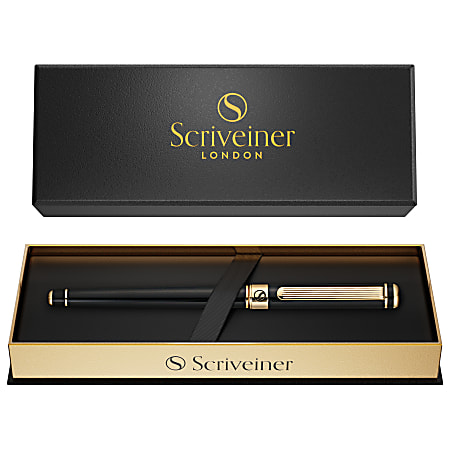 Scriveiner Classic Rollerball Pen, Medium Point, 0.7 mm, Black/Gold ...