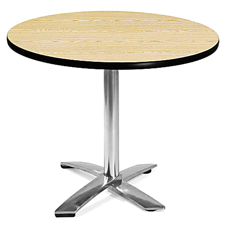 OFM Multipurpose Folding Table, Round, 36"W x 36"D, Oak