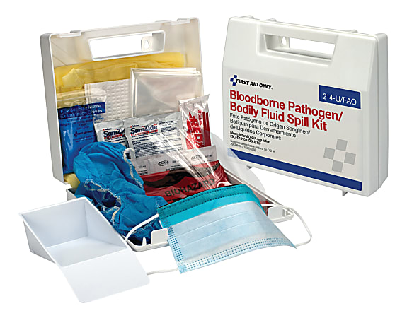 First Aid Only Blood Borne Pathogen Spill Cleanup Kit 8 H x 2 12 W x 9 ...