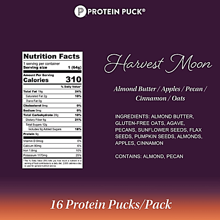 Protein Puck Harvest Moon Apple Cinnamon 16 2.25 oz. - Office Depot