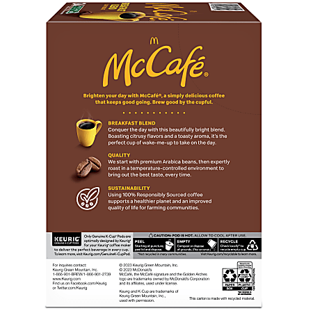 McCafe® Single-Serve Coffee K-Cup® Pods, Breakfast Blend, Carton Of 24