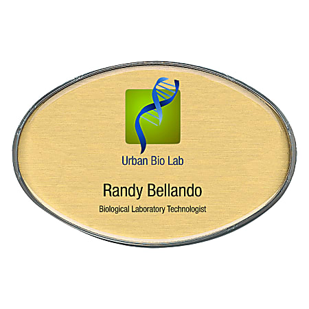 The Mighty Badge Name Badge Kit For Inkjet Printers 2 58 x 1 34 Gold ...