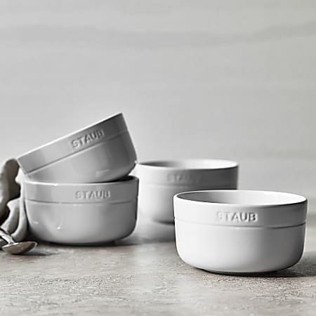 Staub Ceramic Dinnerware 4 Piece Cereal Bowl Set 5 White - Office Depot