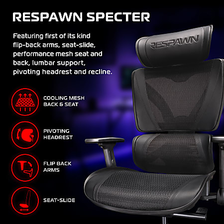 RESPAWN SPECTER Ergonomic Mesh Office Chair Black RSPSGMB05BLK - Office ...