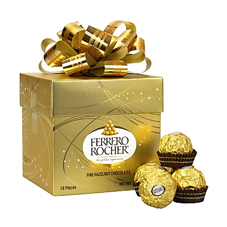 Ferrero Rocher Roasted Hazelnut Chocolates 18 Piece Gift Cube 7.9 Oz ...