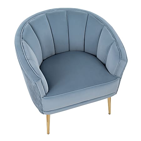 LumiSource Tania Accent Chair Pleated Waves Light BlueGold - Office Depot