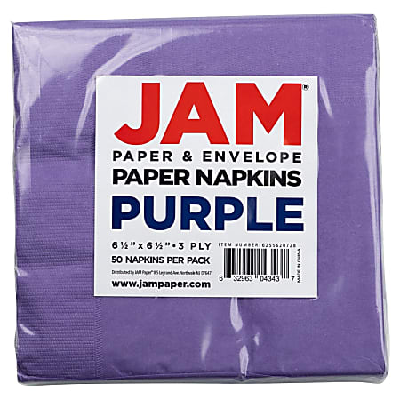 JAM PAPER Medium Lunch Napkins 6 12 x 6 12 Purple 40Pack - Office Depot