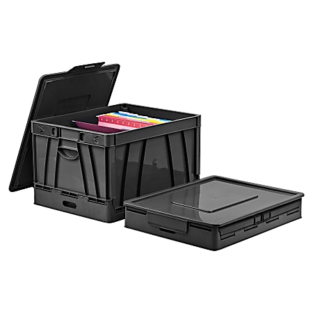 Storex Collapsible Storage File Storage Crate Medium Size Black ...