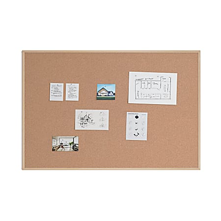 U Brands Cork Bulletin Board 72 X 48 Birch Wood Frame Actual Size 70 X ...