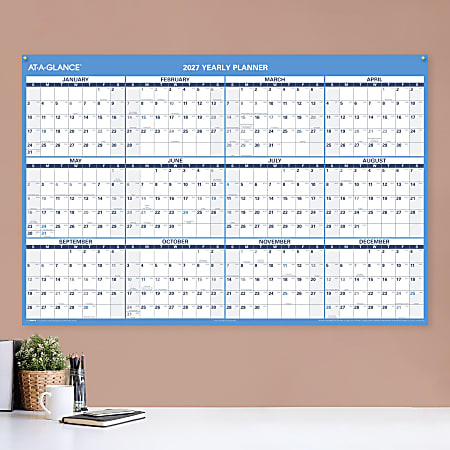 AT A GLANCE 2027 Horizontal Reversible Erasable Yearly Wall Calendar ...