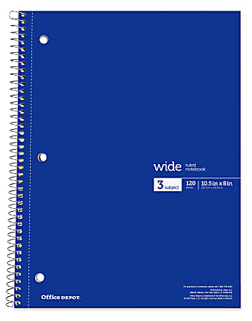 Office Depot Wirebound Notebooks 8 x 10 12 3 Subjects Wide Ruled 120 ...