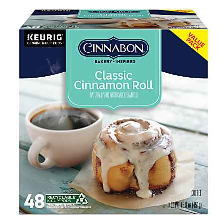 Cinnabon Classic Cinnamon Roll Keurig Single Serve K Cup Pods Light ...