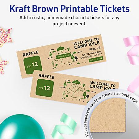 Avery Printable Tickets 1.75 x5.5 Kraft Brown Pack Of 100 - Office Depot