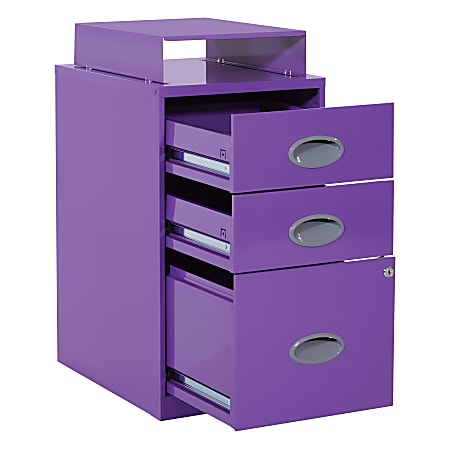 Office Star 18 D Vertical 3 Drawer Locking File Cabinet With Top Shelf ...