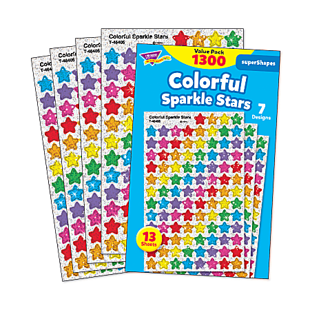 Trend superShapes Stickers Colorful Sparkle Stars 1300 Stickers Per ...
