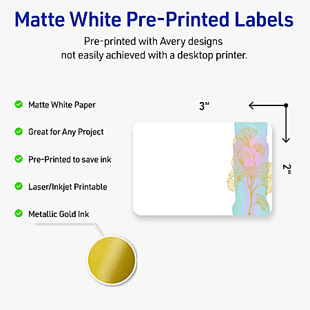 Avery Printable Labels With Sure Feed Technology S00 EVE Rectangle 2 x ...
