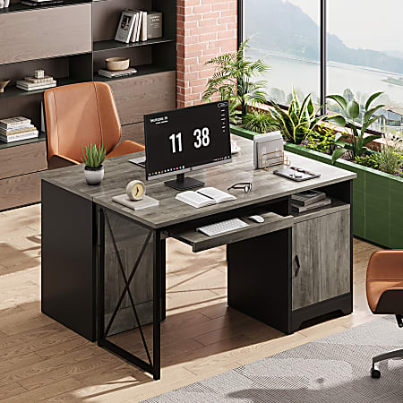 Bestier 48 W Reversible Writing Computer Desk BrownGray - Office Depot