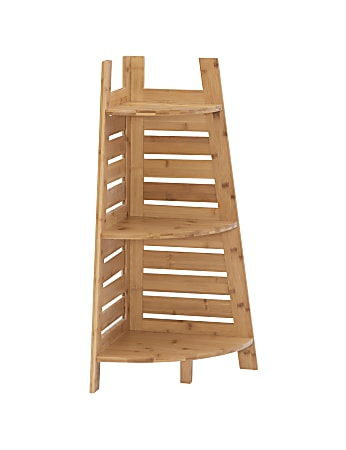 Linon Bullock Bamboo 3 Shelf Corner Cabinet 32 3 4 H x 14 1 2 W x 14 1 2 D Natural Bamboo