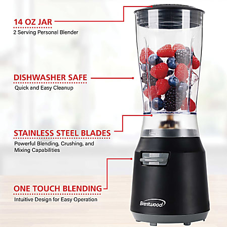 Brentwood 180W 14 Oz Personal Blender BlackGray - Office Depot
