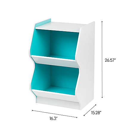 IRIS 27 H 2 Tier Bookshelf With Footboard WhiteBlue - Office Depot