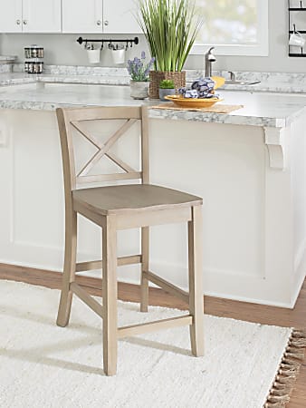 Linon Thames X Back Counter Stool Graywash - Office Depot