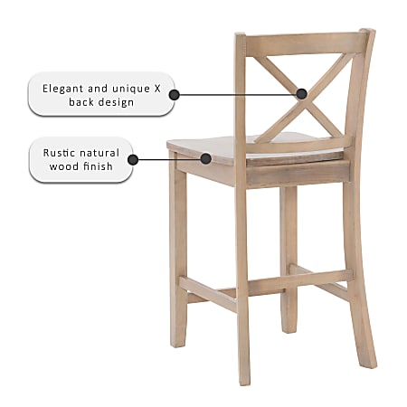 Linon Thames X Back Counter Stool Graywash - Office Depot
