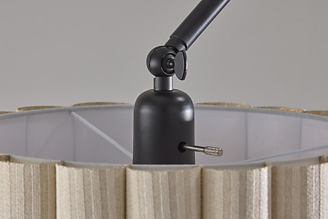 Adesso Caldwell Shelf Floor Lamp Black with Beige Linen Shade - Office ...