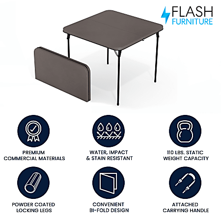 Flash Furniture Square Bi Fold Plastic Folding Table 28 12 H x 34 W x ...